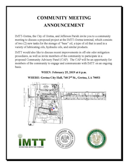 Community Meeting 2/25 – Proposed Project at IMTT-Gretna Terminal ...