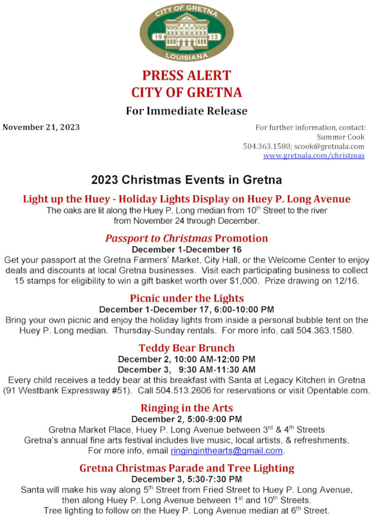 Christmas Events 2023 - City Of Gretna - City Of Gretna